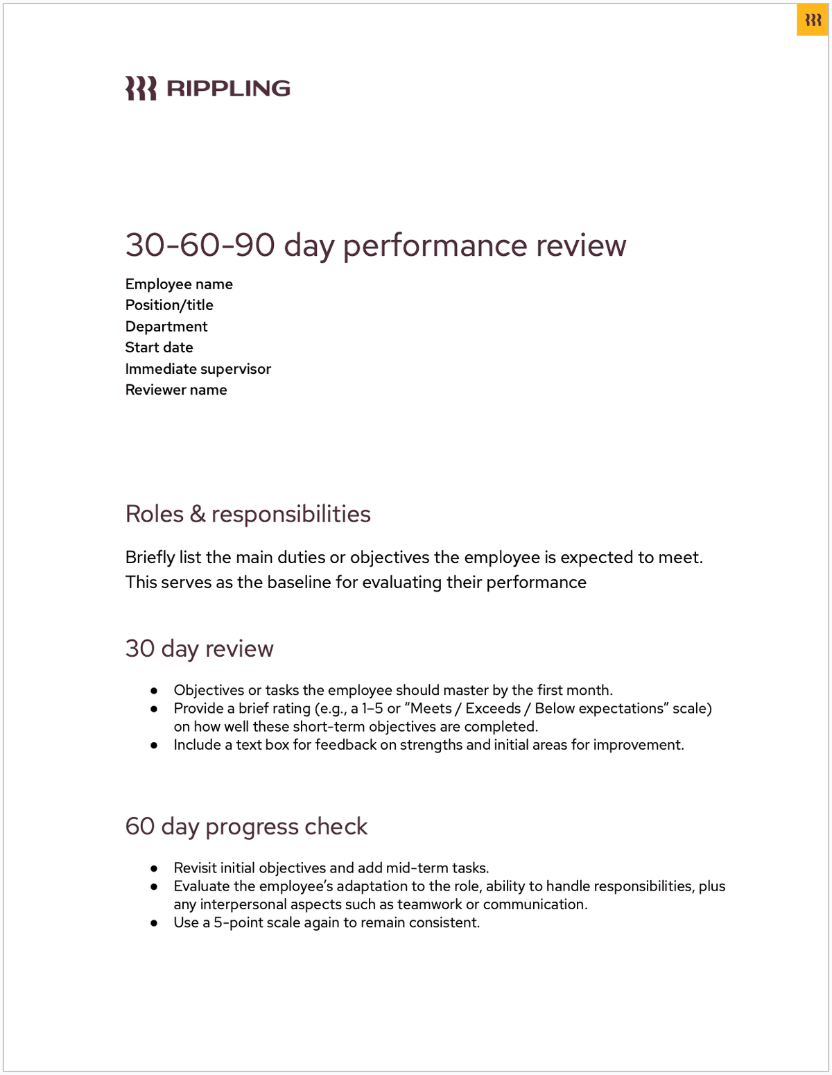 Employee Evaluation Form Templates & Best Practices (2025) | Rippling