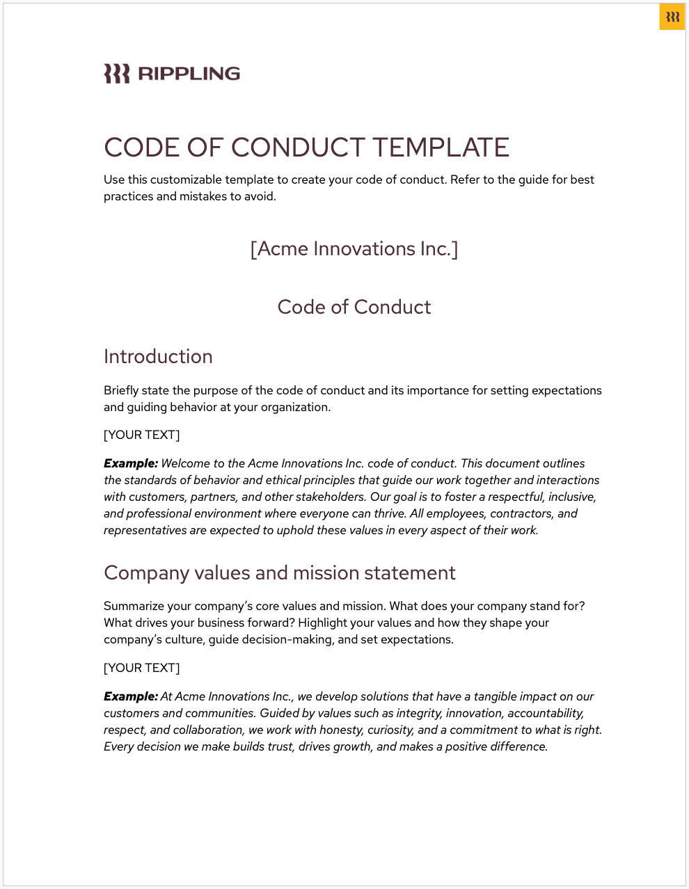 Best 6 Code of Conduct Examples & Best Practices | Rippling