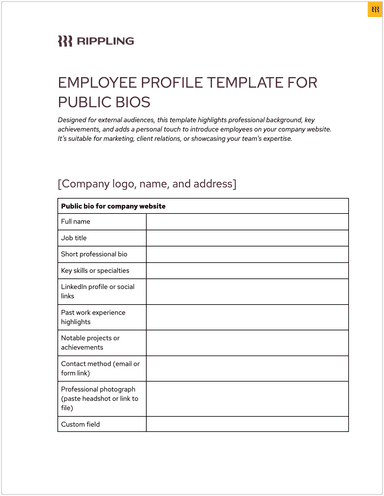 Employee Profile Template: What to Include + Free Examples | Rippling