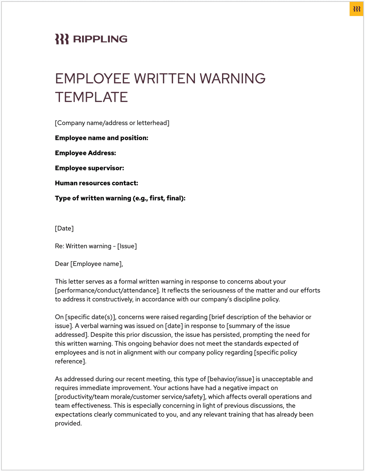 Employee Written Writing: Examples, Template, and Tips | Rippling