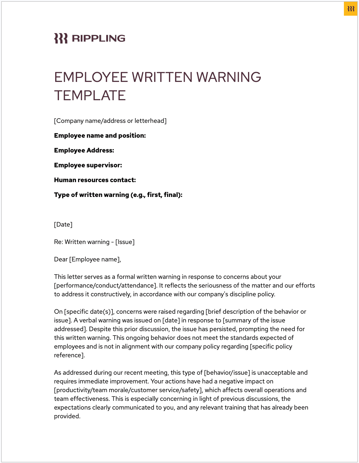 Employee Written Writing: Examples, Template, and Tips | Rippling