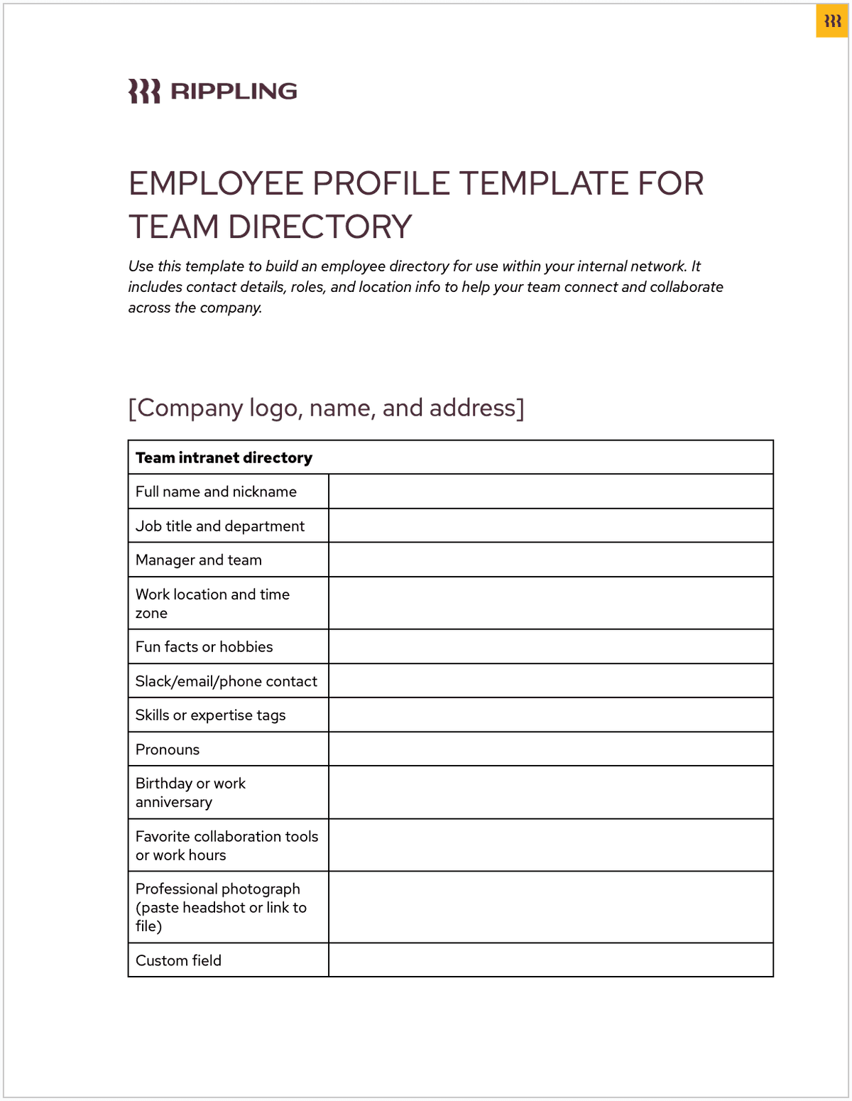 Employee Profile Template: What to Include + Free Examples | Rippling