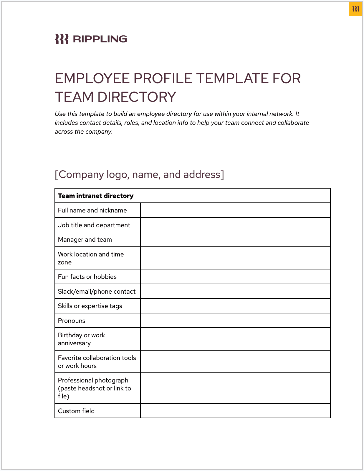 Employee Profile Template: What to Include + Free Examples | Rippling