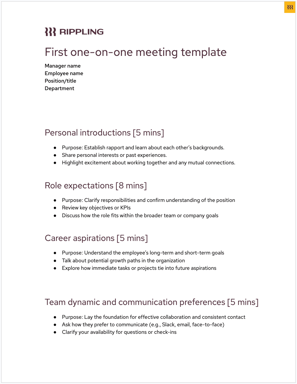 Top 6 Free One-On-One Meeting Templates in 2025 | Rippling