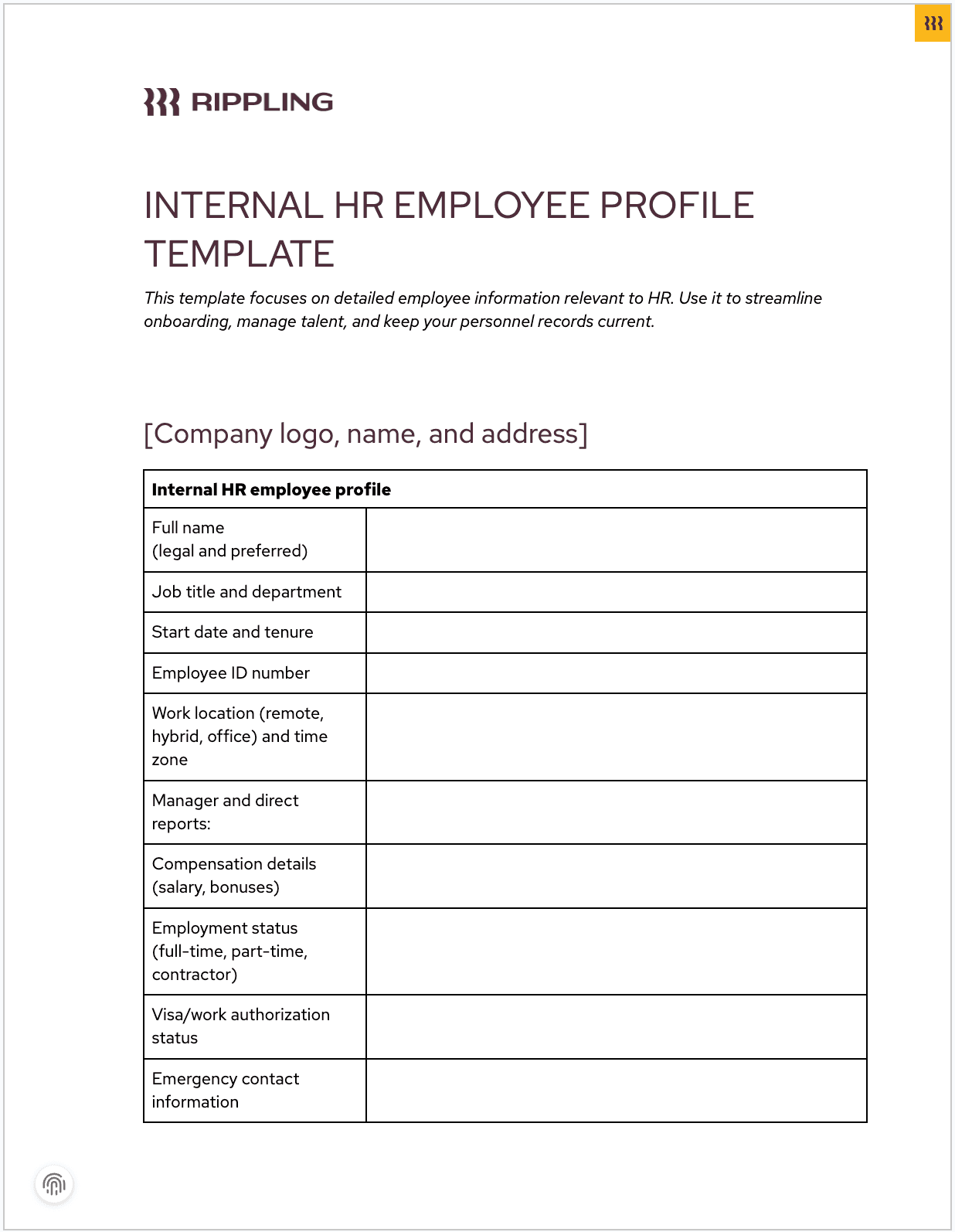 Employee Profile Template: What to Include + Free Examples | Rippling