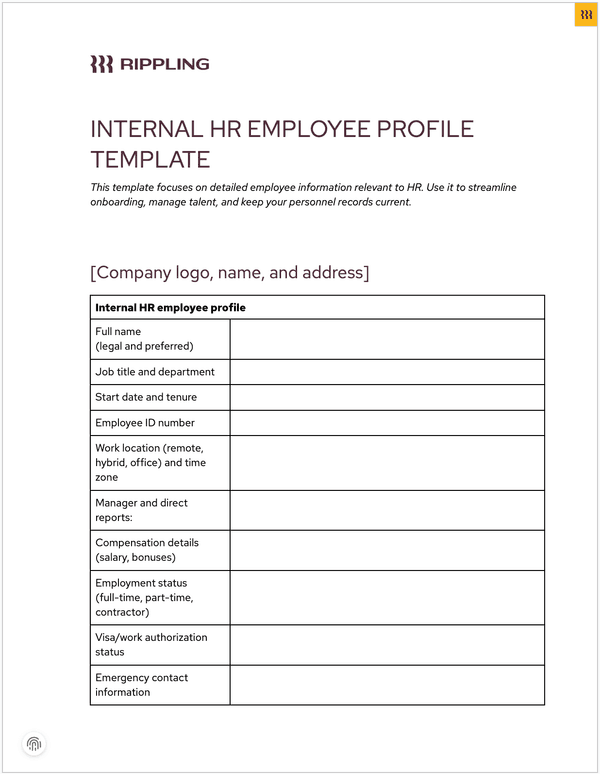 Employee Profile Template: What to Include + Free Examples | Rippling