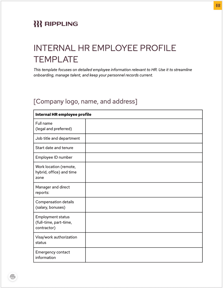 Employee Profile Template: What to Include + Free Examples | Rippling