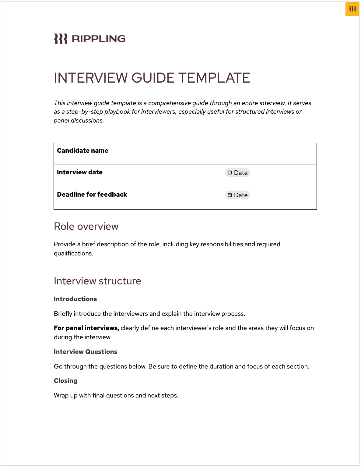 Free Interview Templates & Questions for Better Hiring | Rippling