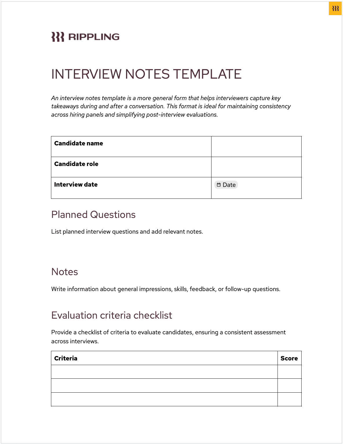 Free Interview Templates & Questions for Better Hiring | Rippling