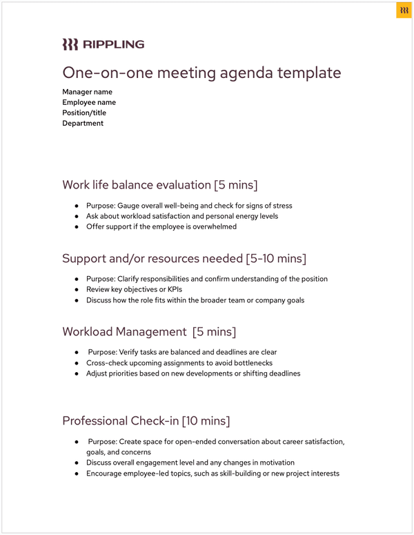 Top 6 Free One-On-One Meeting Templates in 2025 | Rippling
