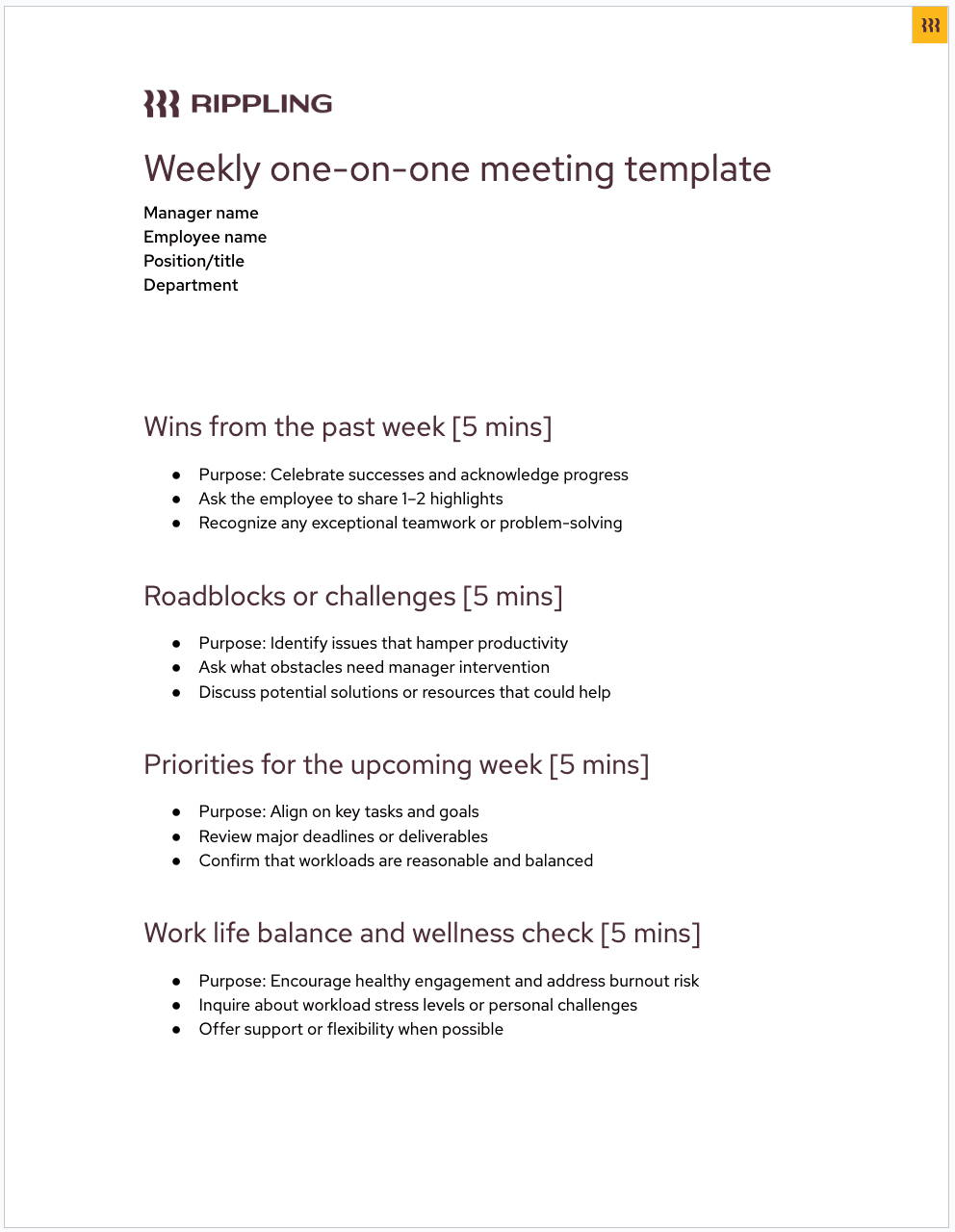 Top 6 Free One-On-One Meeting Templates in 2025 | Rippling