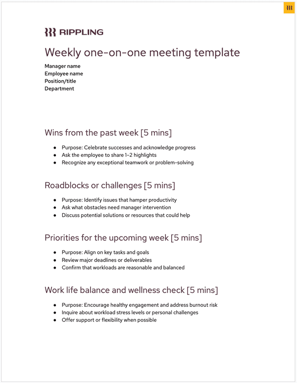 Top 6 Free One-On-One Meeting Templates in 2025 | Rippling