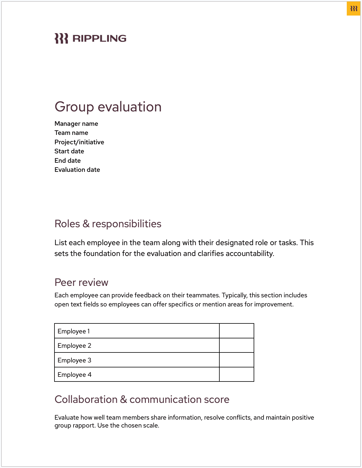 Employee Evaluation Form Templates & Best Practices (2025) | Rippling