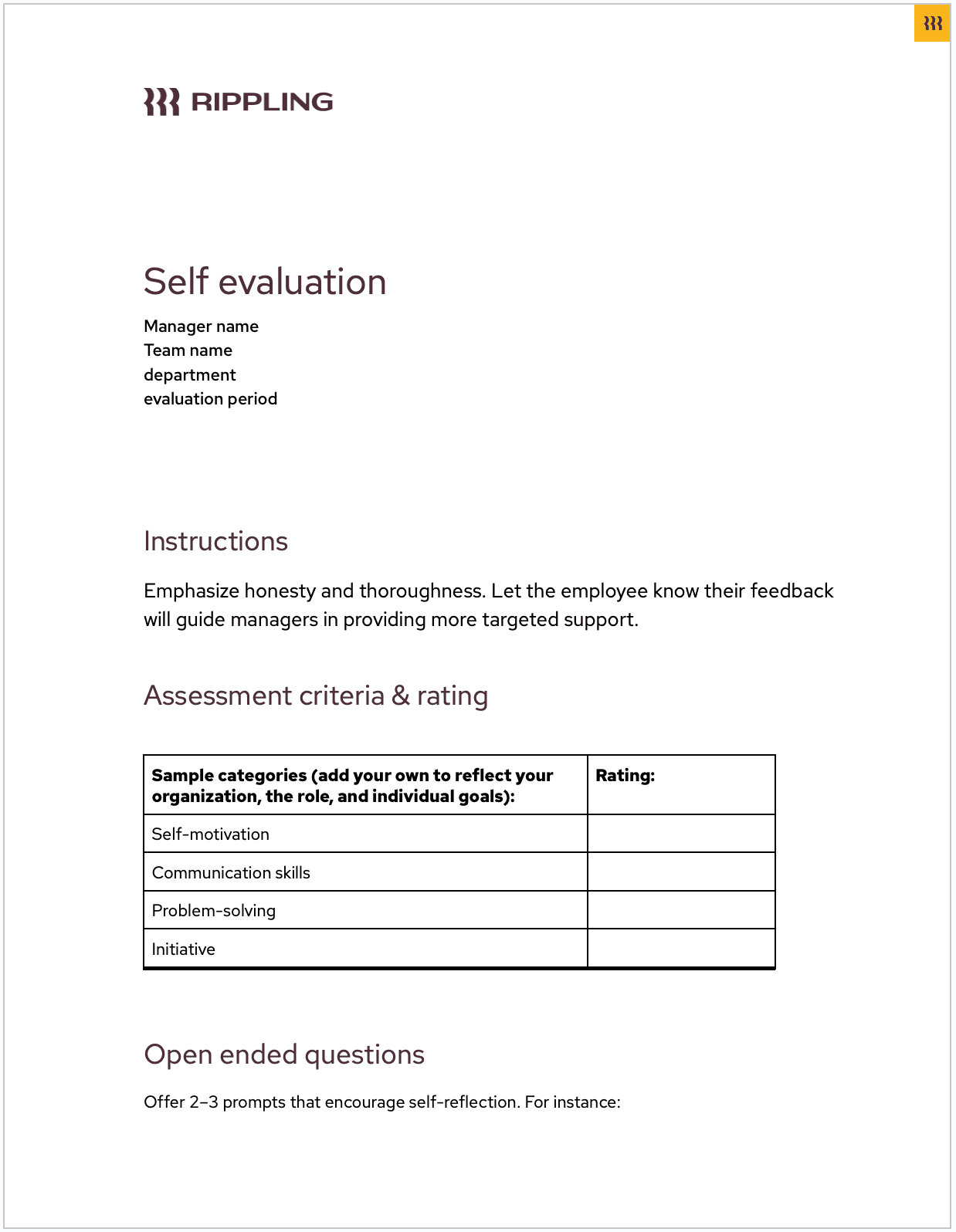 Employee Evaluation Form Templates & Best Practices (2025) | Rippling